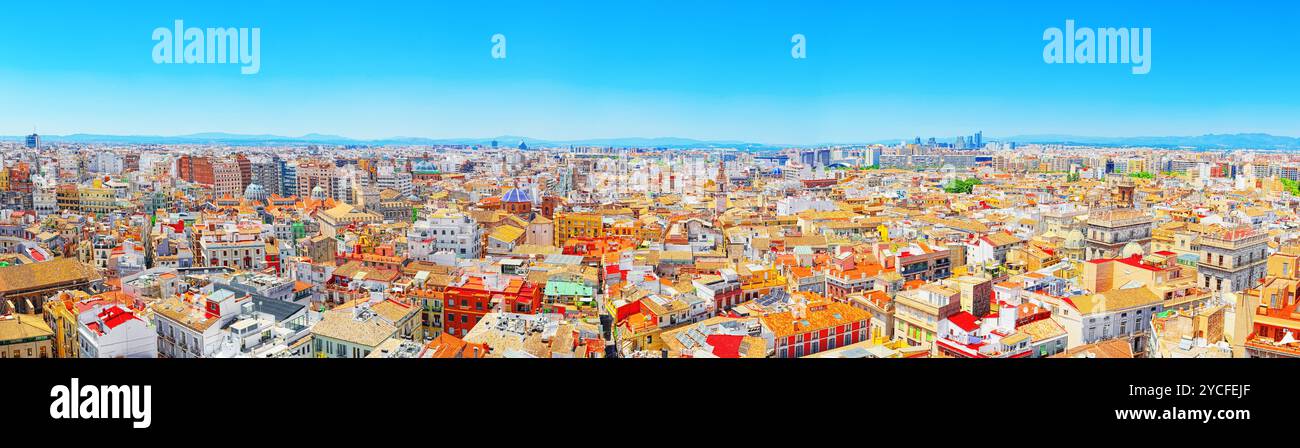 Panoramic view on squares, buildings, streets of Valencia,on the east ...