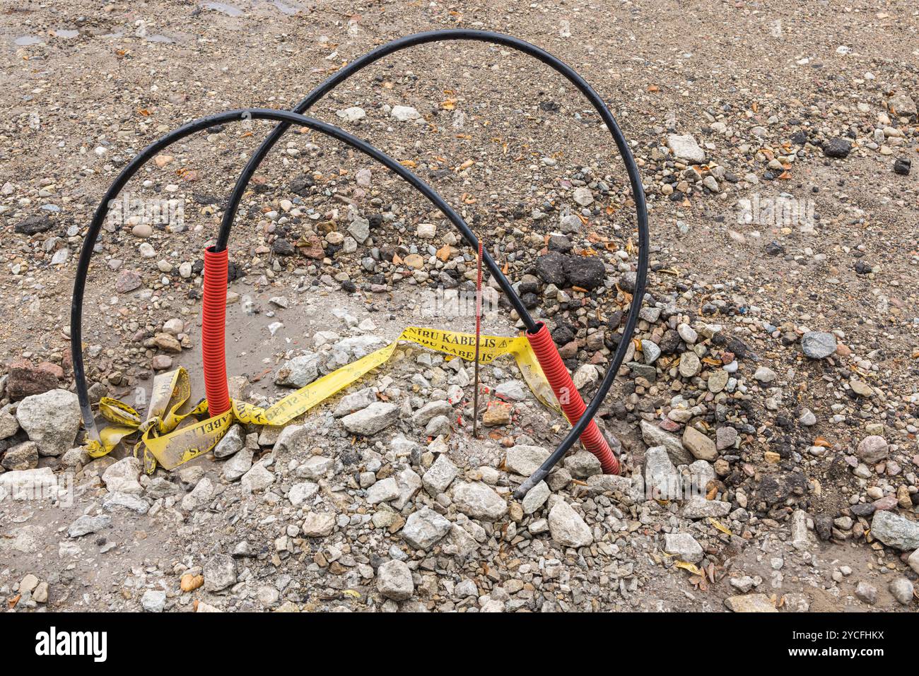 Construction site, underground cable laying Stock Photo - Alamy
