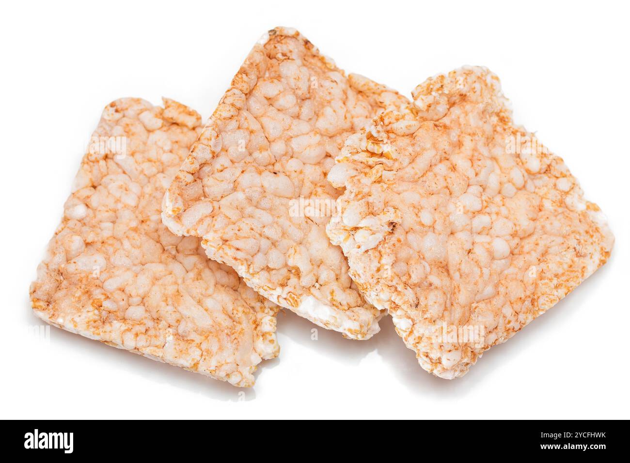 A Heap of Square Rice Cakes - Isolated on White. Dietary Crispbread ...