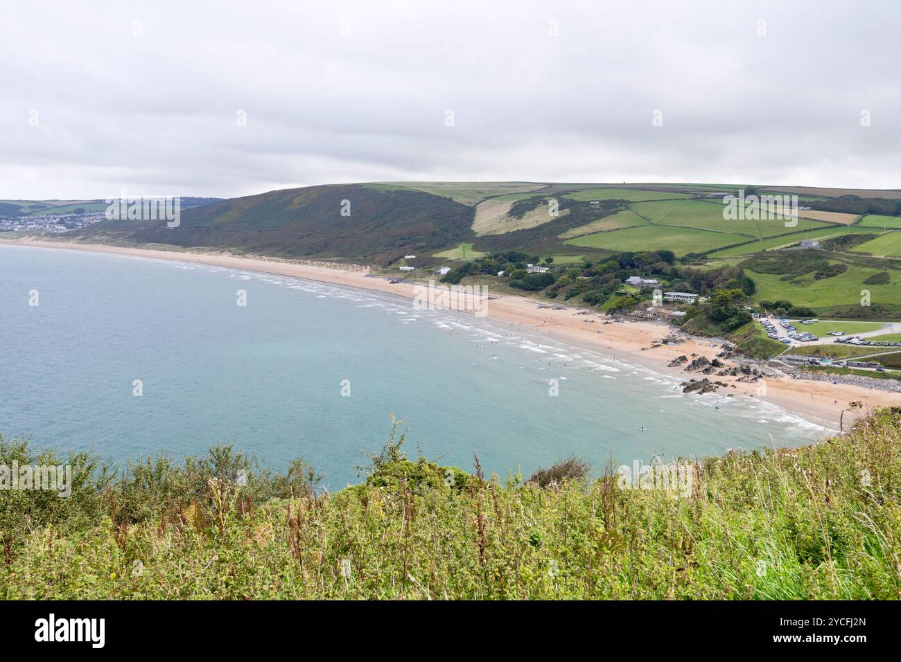 Woolacombe Beach from the headland near Baggy Point, North Devon ...