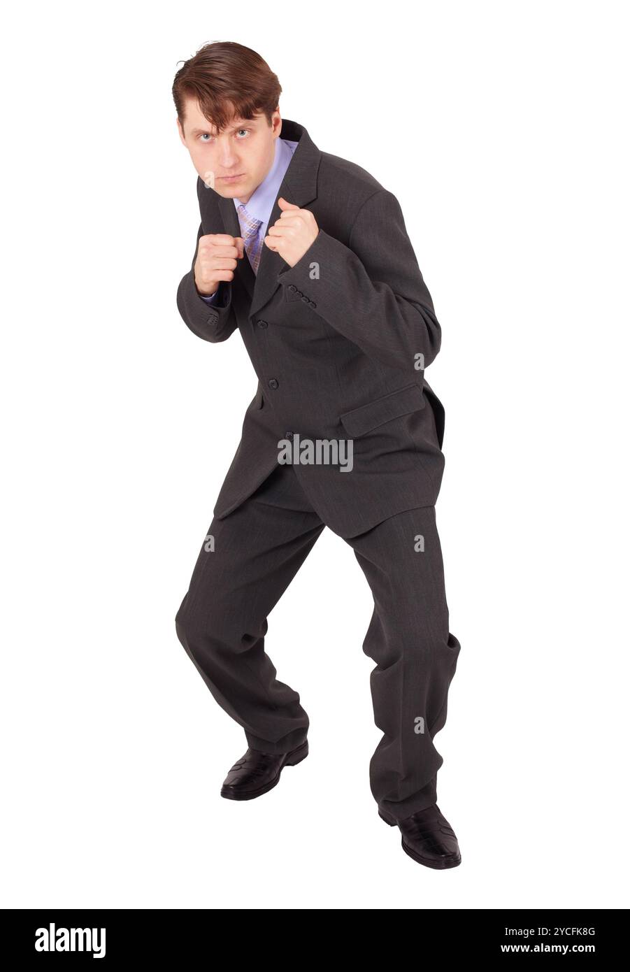 Young man in boxing fighting stance Stock Photo - Alamy