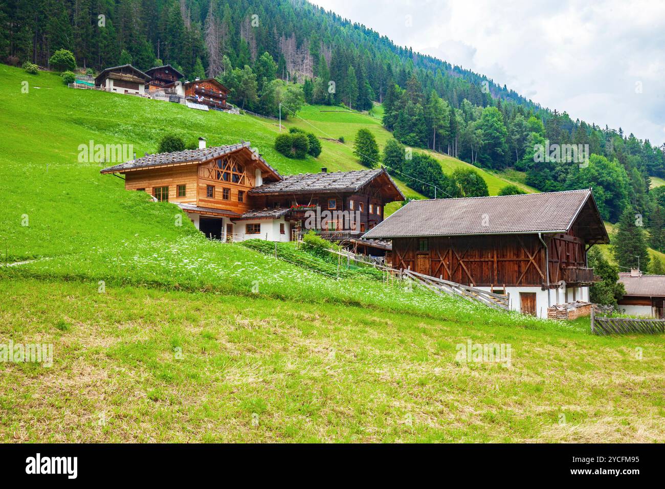 Old house new building built on steep slope hi-res stock photography ...