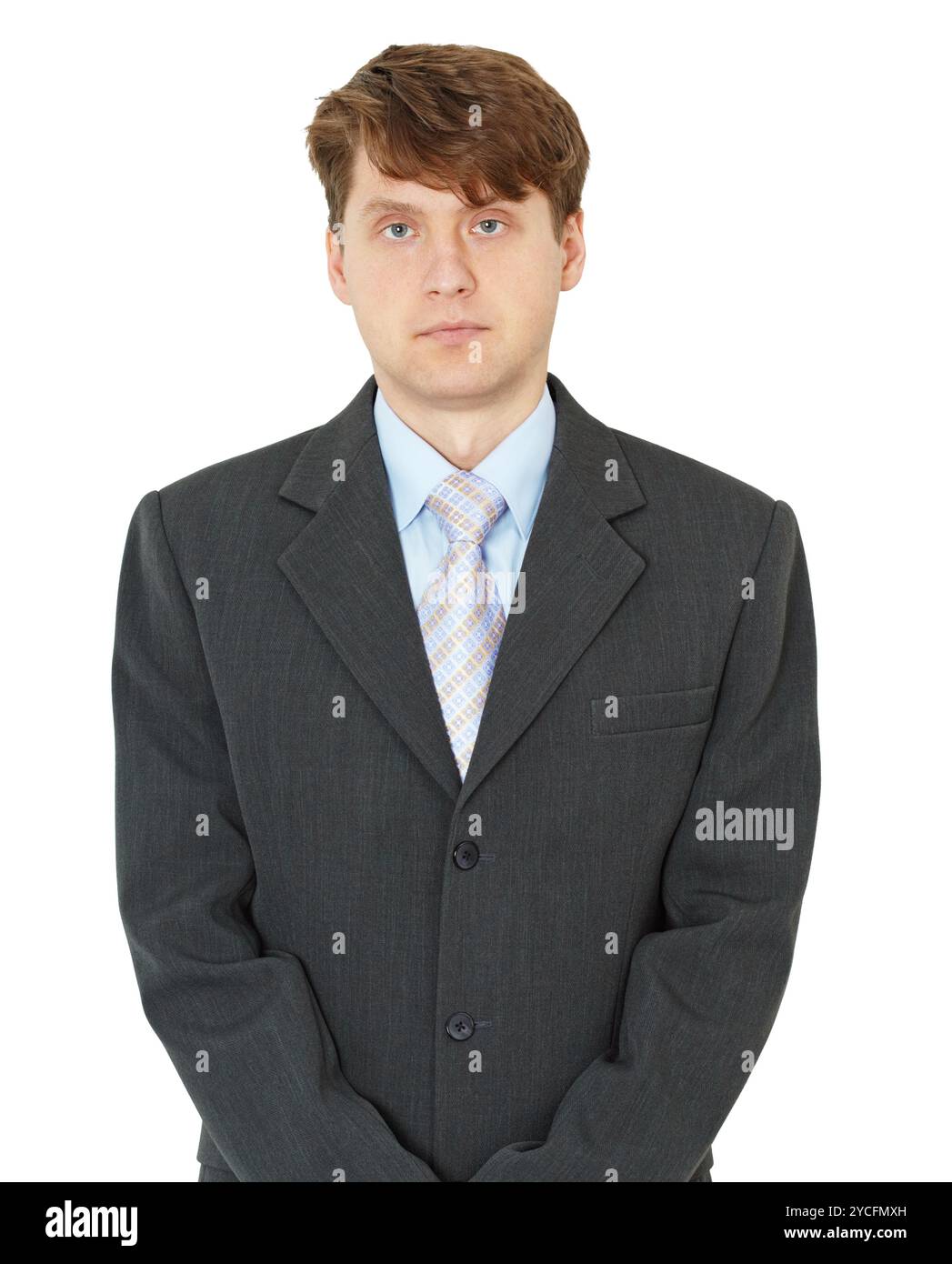 Portrait of ordinary young man on white background Stock Photo - Alamy