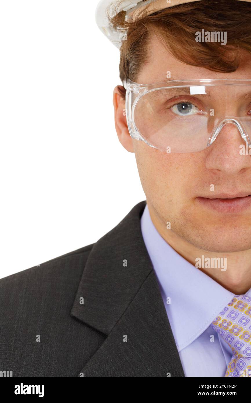 Engineer in helmet white coat hi-res stock photography and images - Alamy