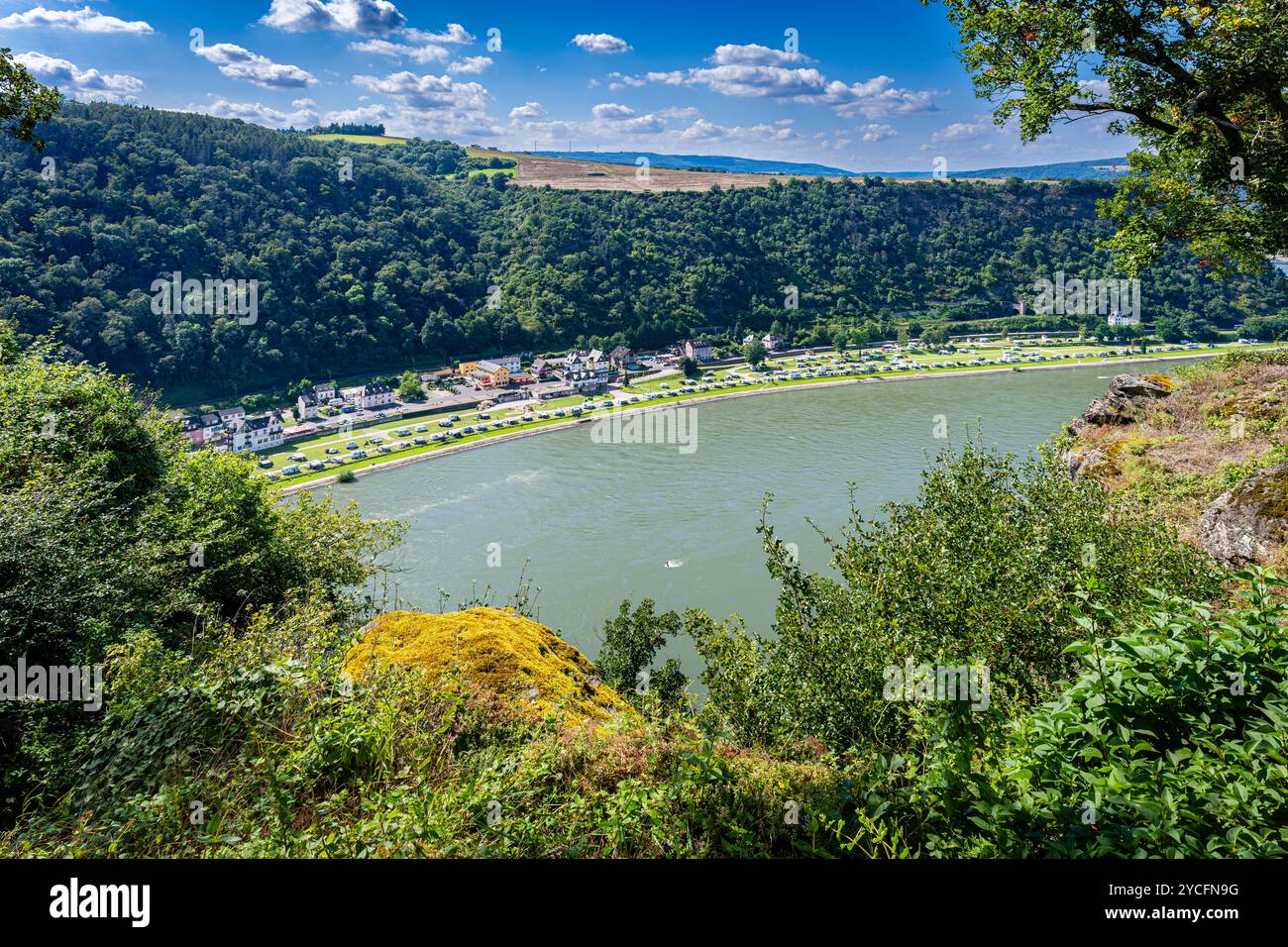 View of the Rhine from the Loreley plateau with the Loreleyblick ...