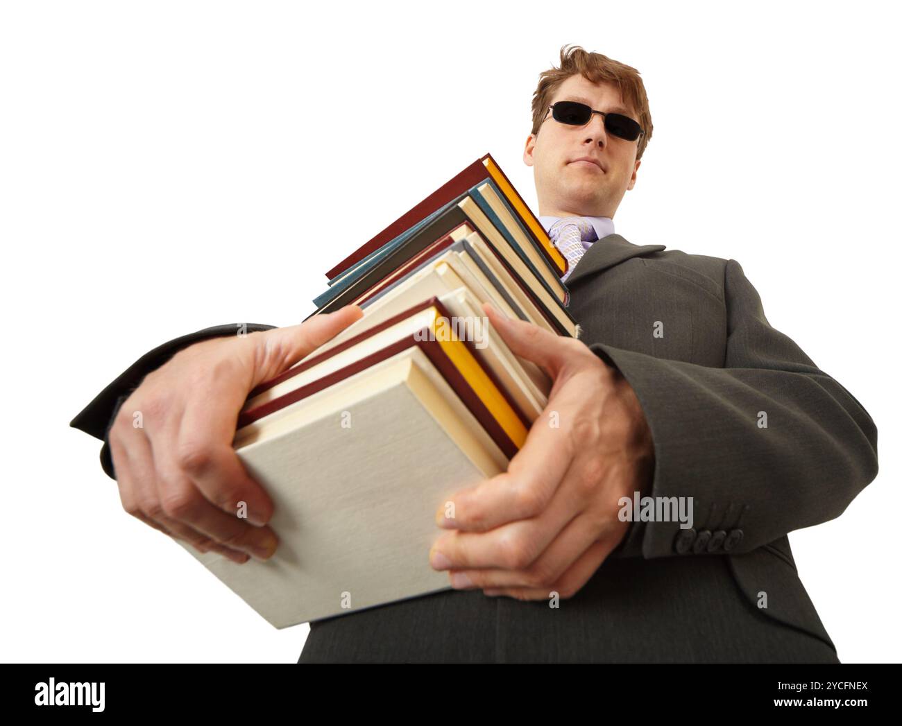 Business man hold books hi-res stock photography and images - Alamy