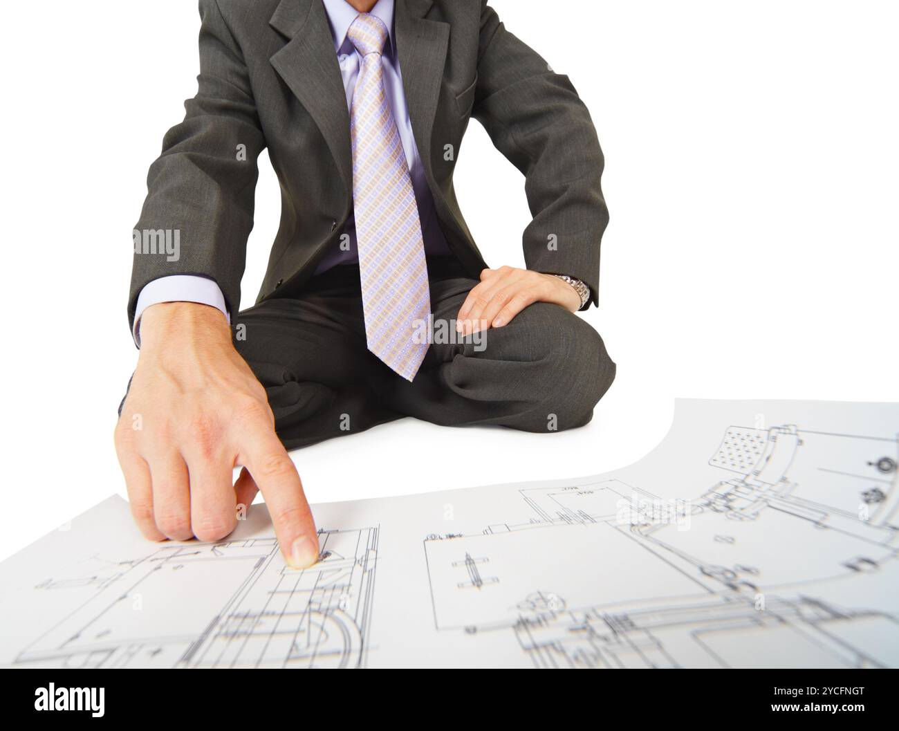 Engineer works with drawings, close-up without face Stock Photo - Alamy