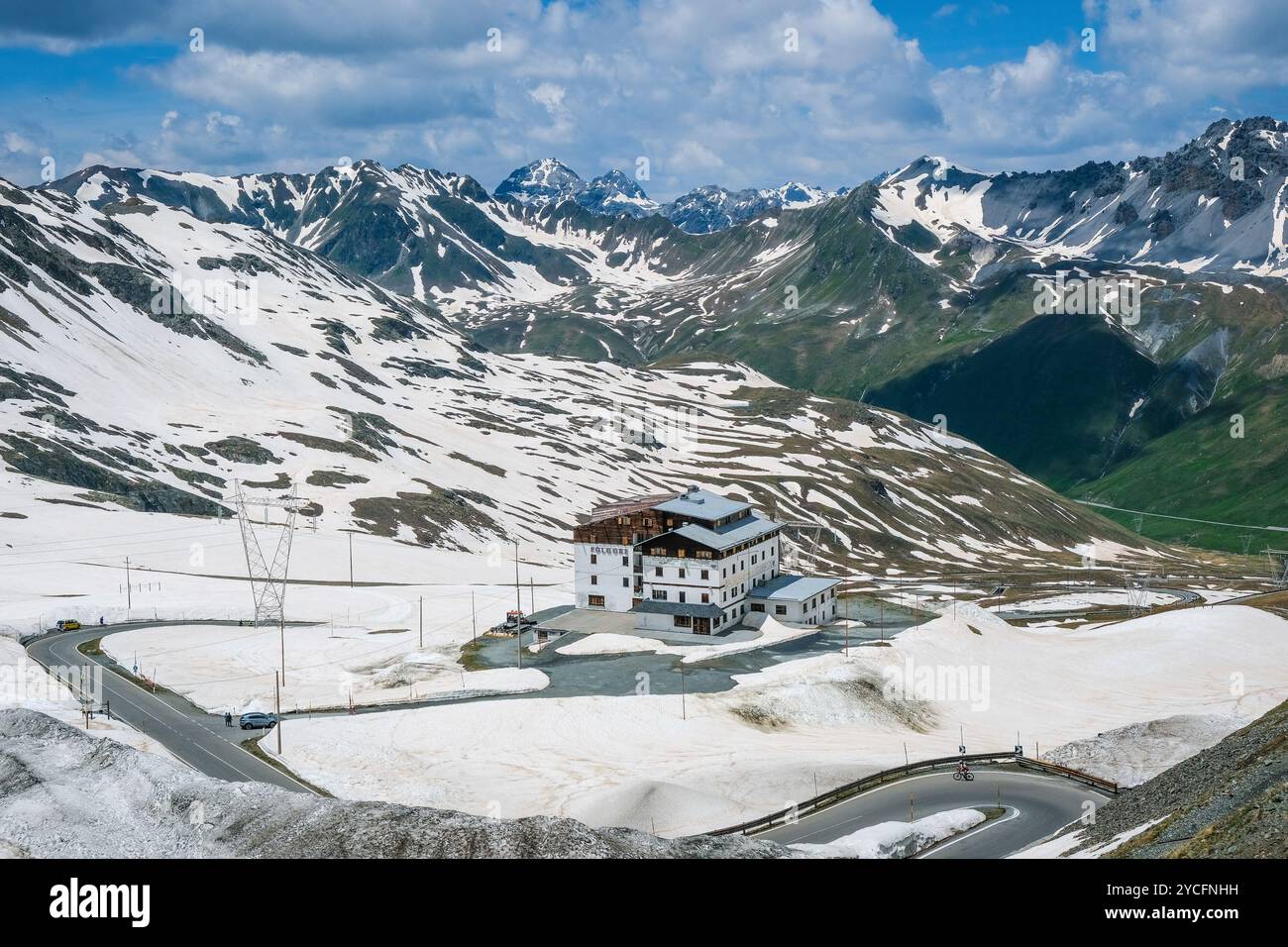 Hotel folgore on the stilfser joch pass road hi-res stock photography ...