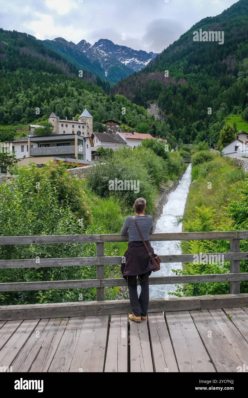 Hiker behind bridge over hi-res stock photography and images - Alamy