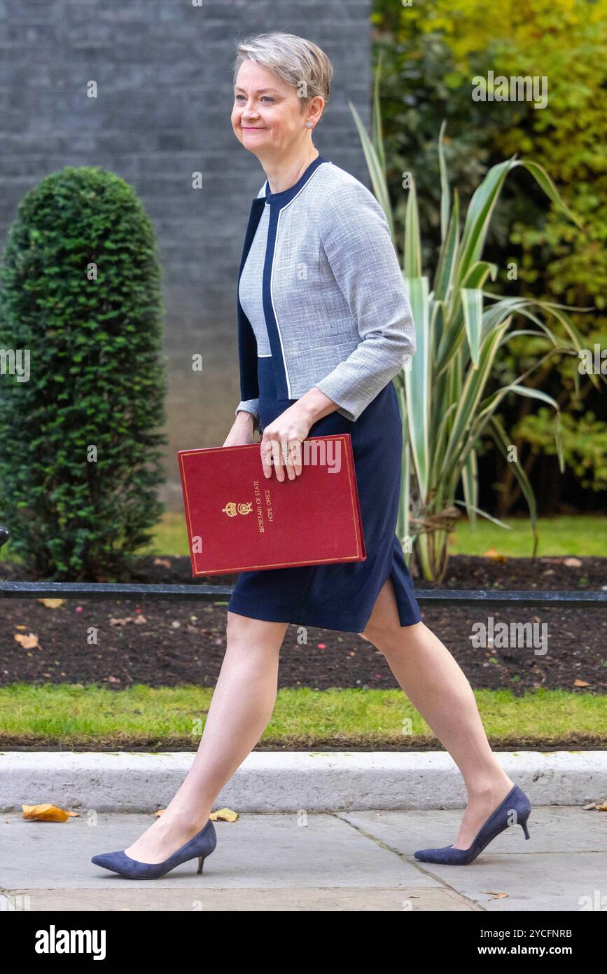 Yvette Cooper, Home Secretary, in Downing Street for a Cabinet meeting ...
