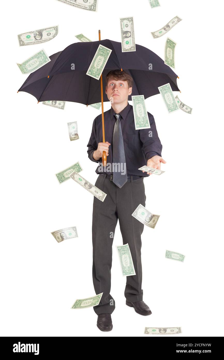 Businessman under money rain hi-res stock photography and images - Alamy