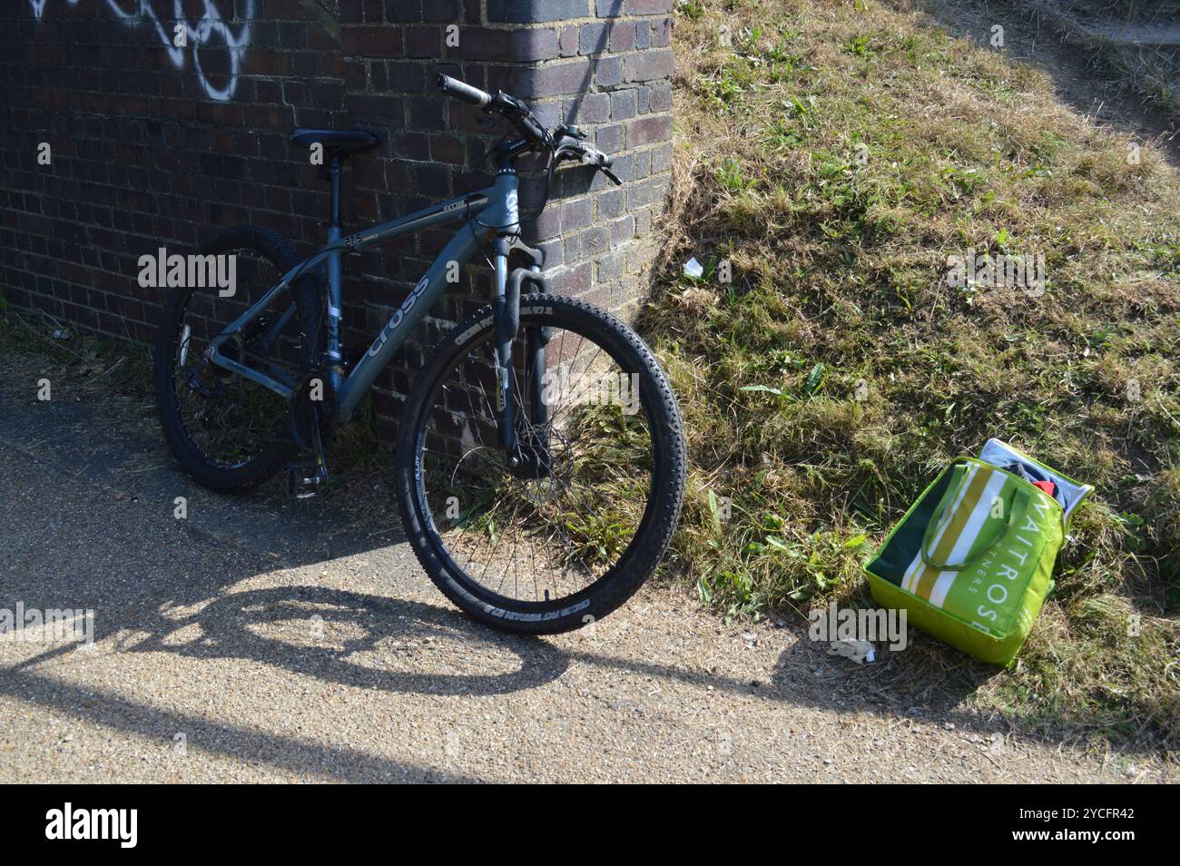 Undated handout photo of his bike and bag at the scene at Grand Union ...
