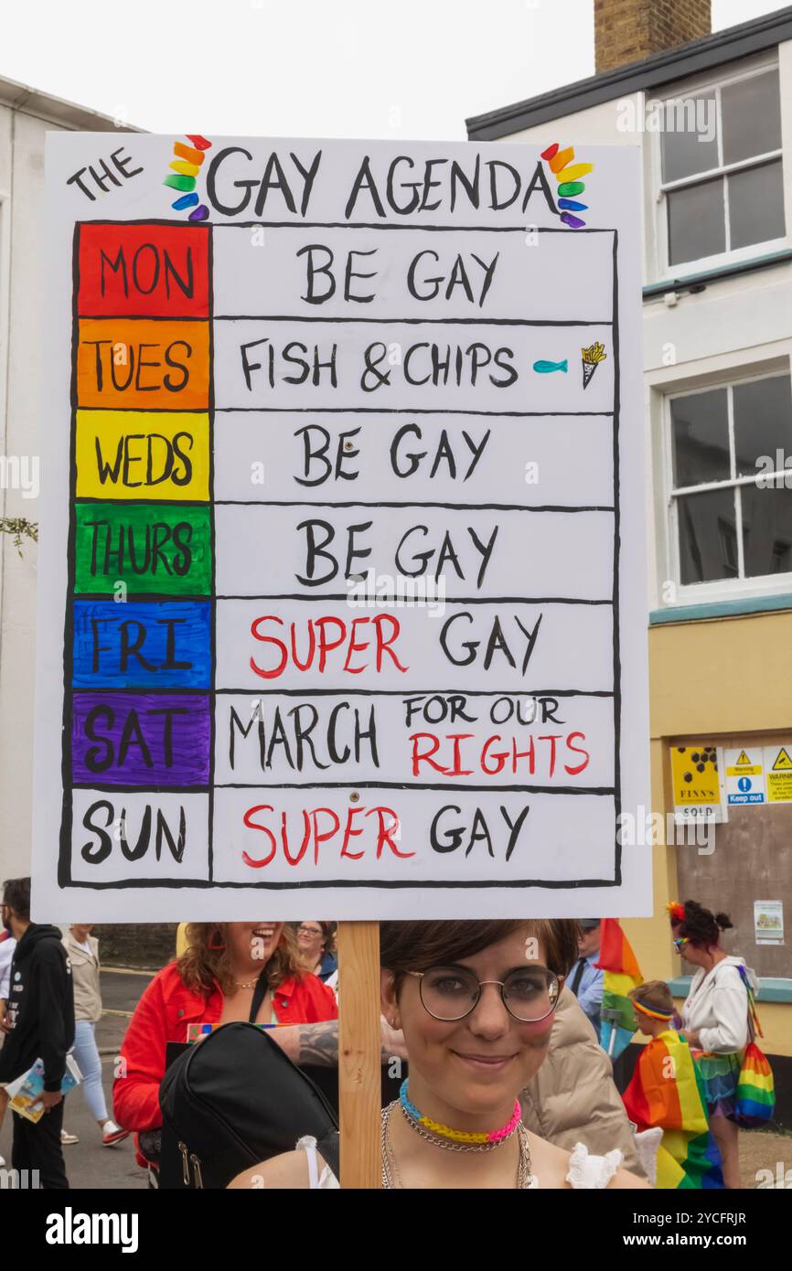 England, Kent, Deal, Deal Pride Festival, Portrait of Colourful ...