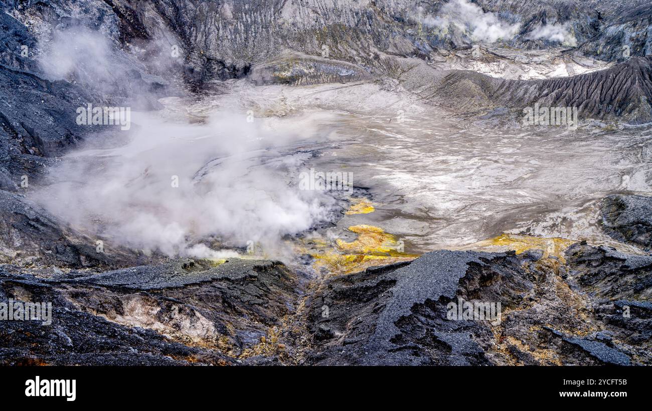 Crater of Tangkuban Perahu active volcano West Java Indonesia Stock ...