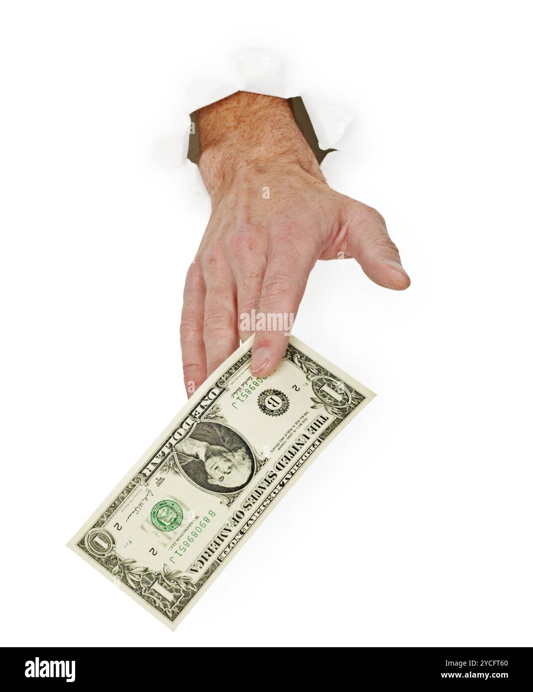 Hand gives alms isolated on a white background Stock Photo - Alamy