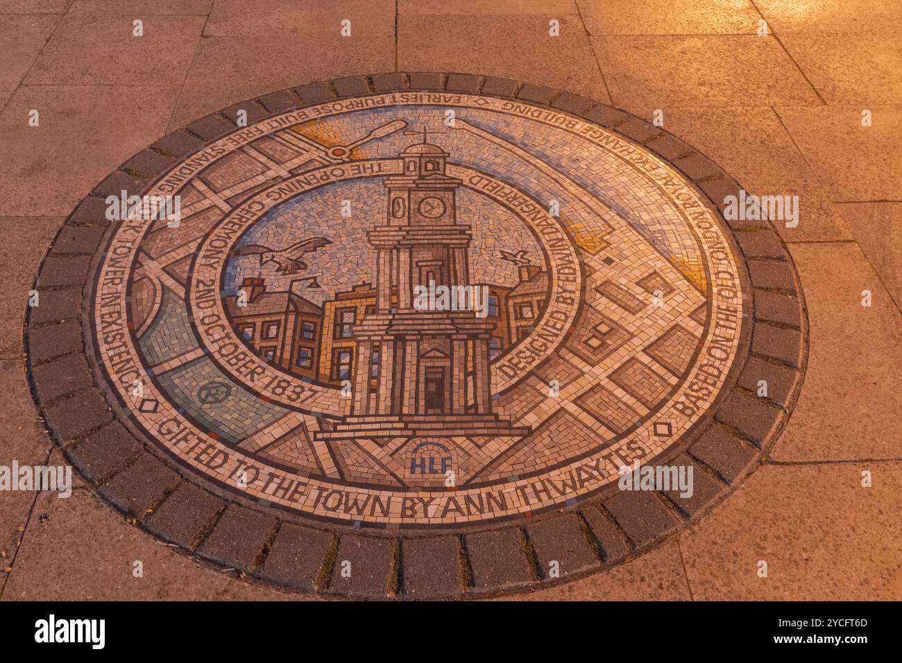 England, Kent, Herne Bay, Clock Tower Plaza, Floor Mosaics Celebrating ...