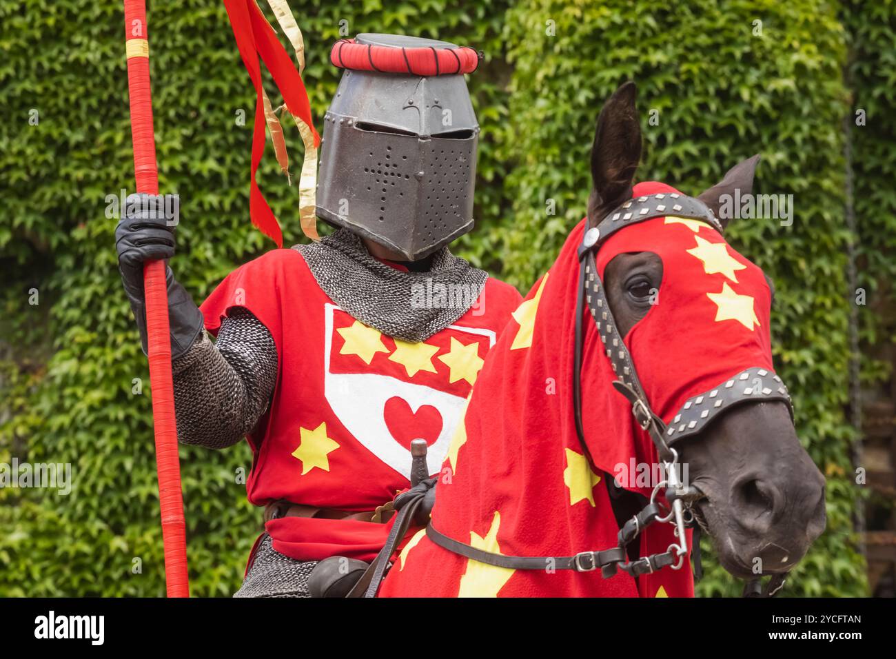 England, Kent, Hever, Hever Castle, Colourful Knight in Armour on ...