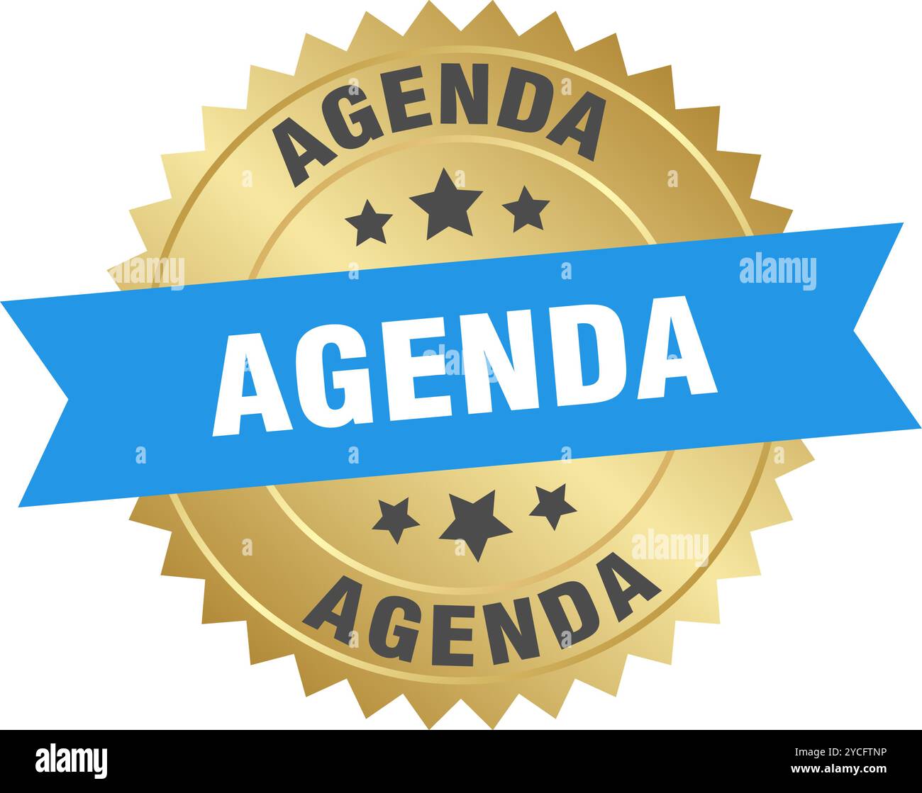 agenda round blue and gold label isolated on transparent background ...