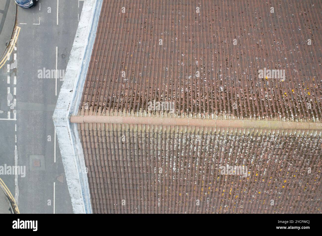 Aerial photo of a typical British terrace house in the UK showing the ...