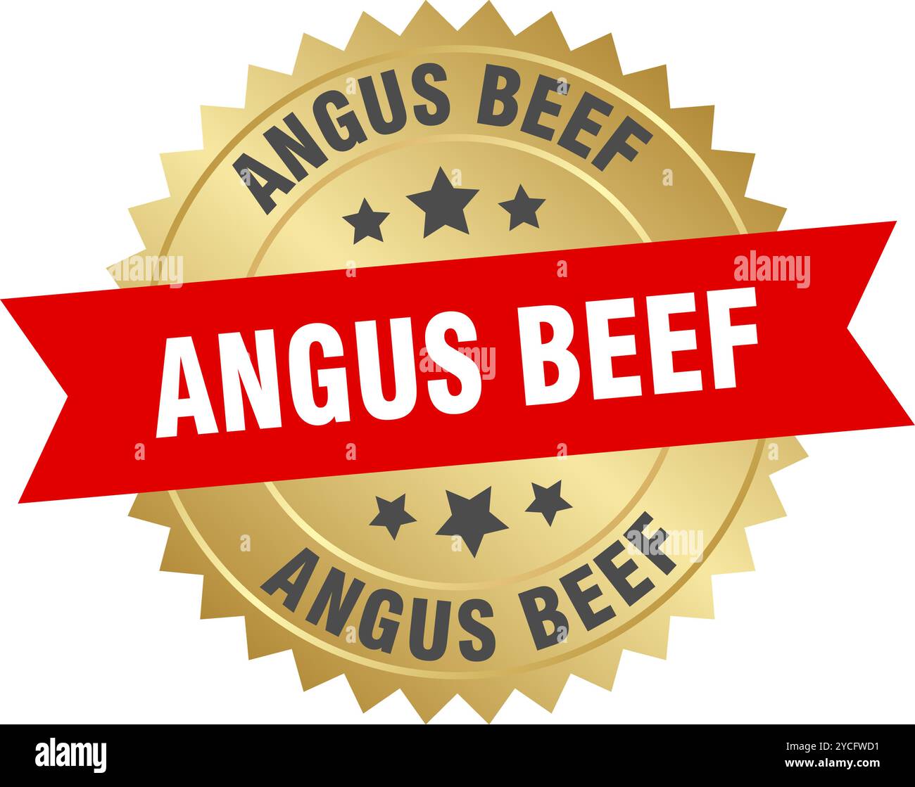 angus beef round red and gold label isolated on transparent background ...