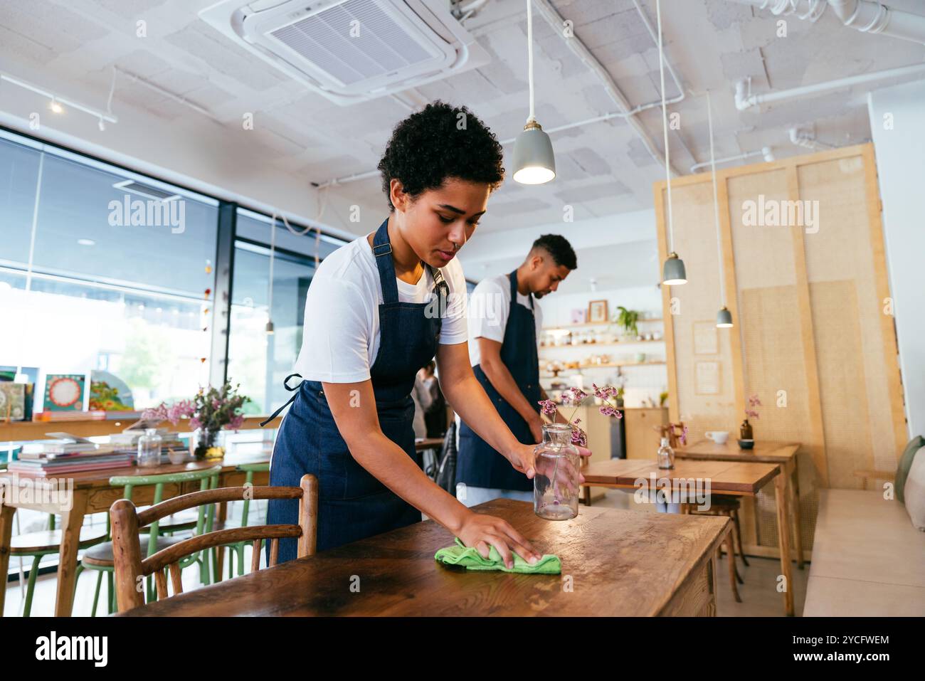 Bakery, happy portrait of hispanic black man and woman in cafe ready ...