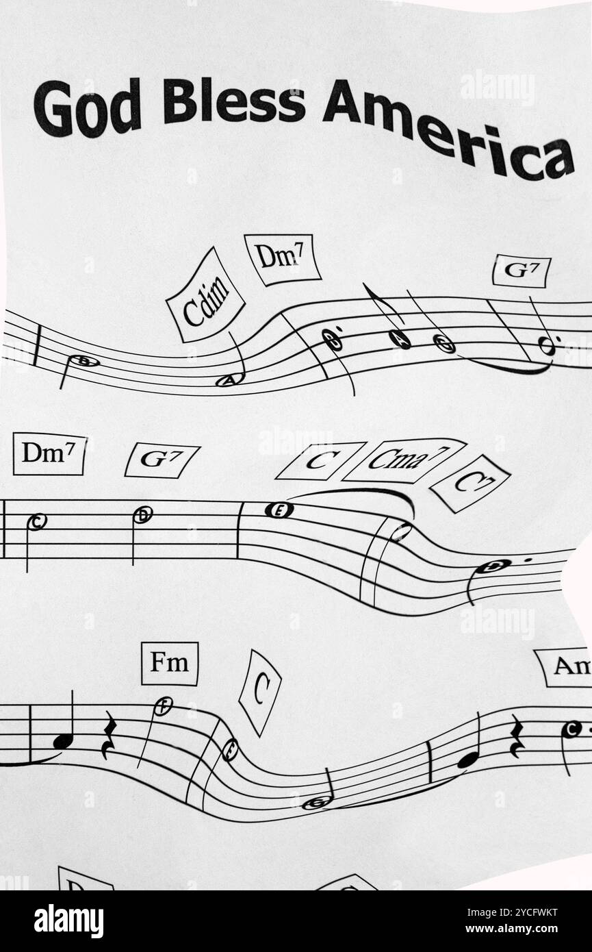 sheet music to god bless america Stock Photo - Alamy
