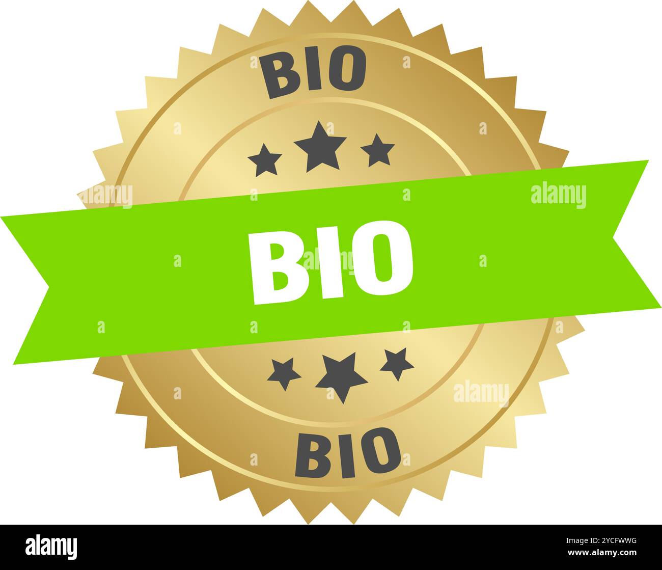bio round green and gold label isolated on transparent background. bio ...