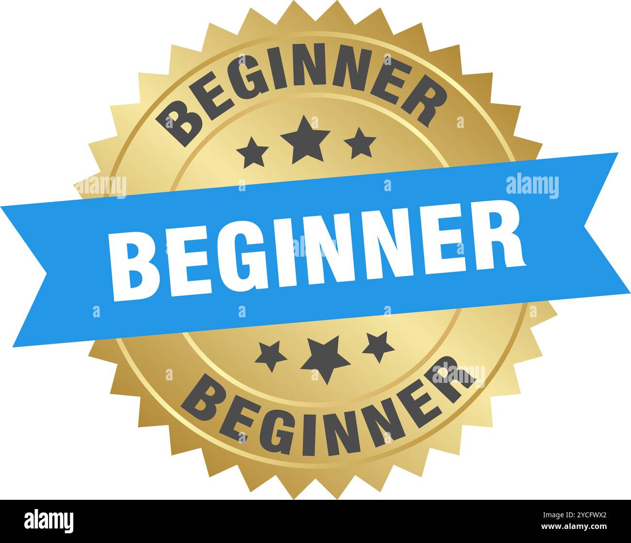 beginner round blue and gold label isolated on transparent background ...