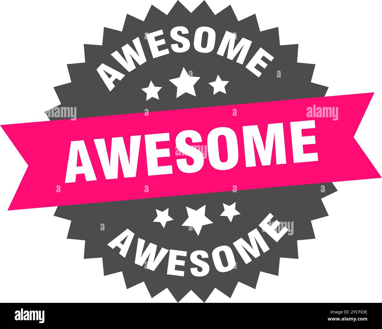 awesome round pink label isolated on transparent background. awesome ...