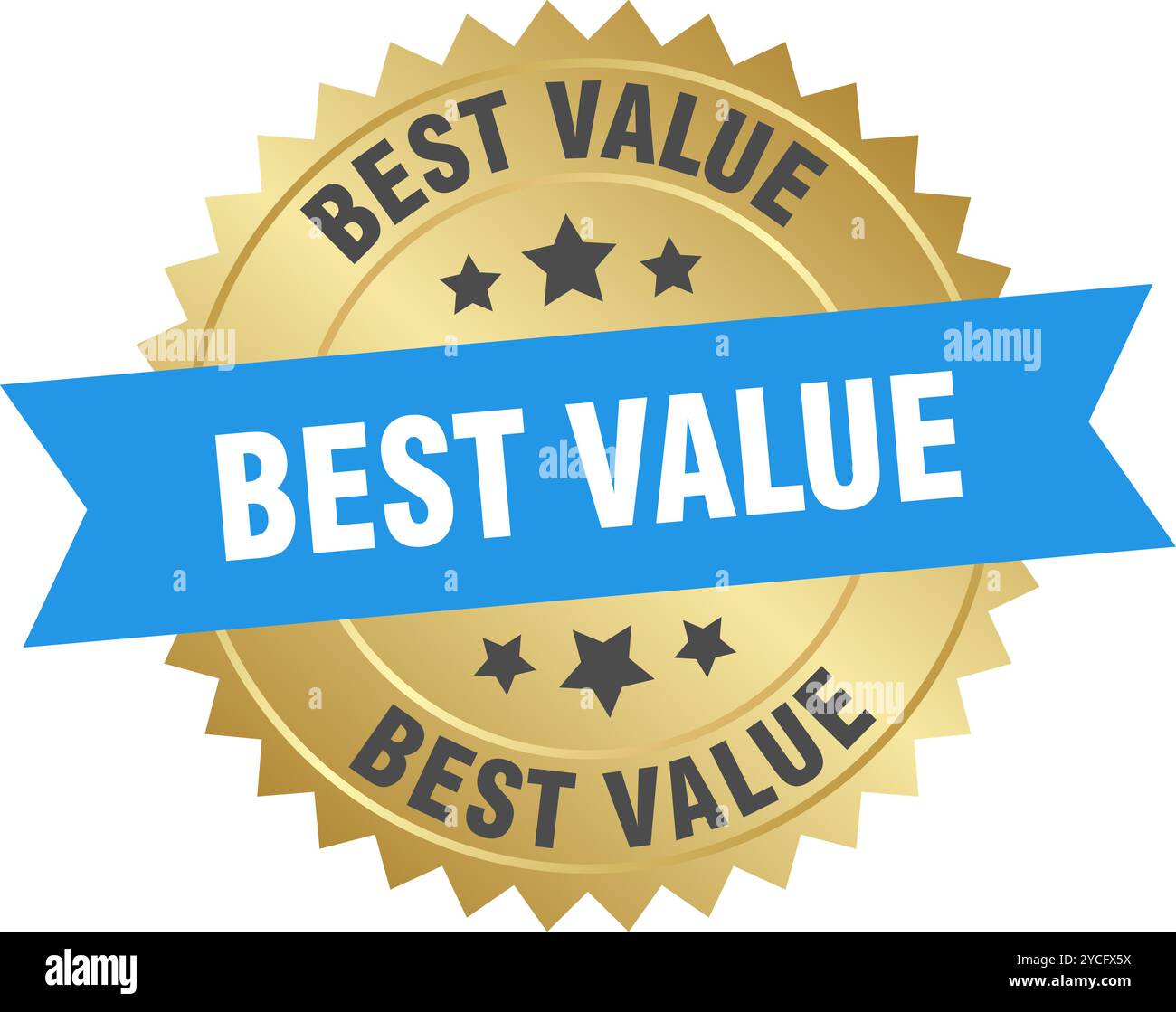 best value round blue and gold label isolated on transparent background ...