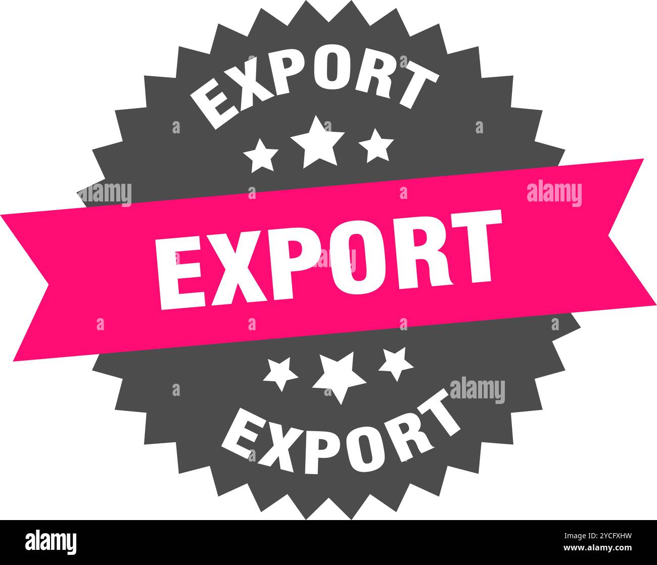 export round pink label isolated on transparent background. export ...