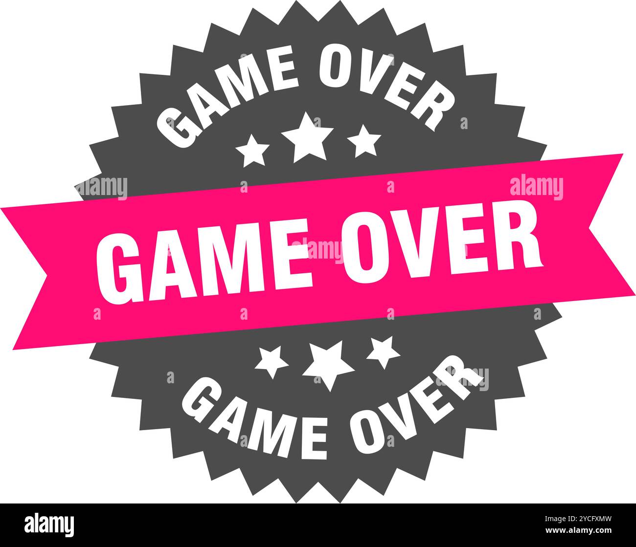 game over round pink label isolated on transparent background. game ...