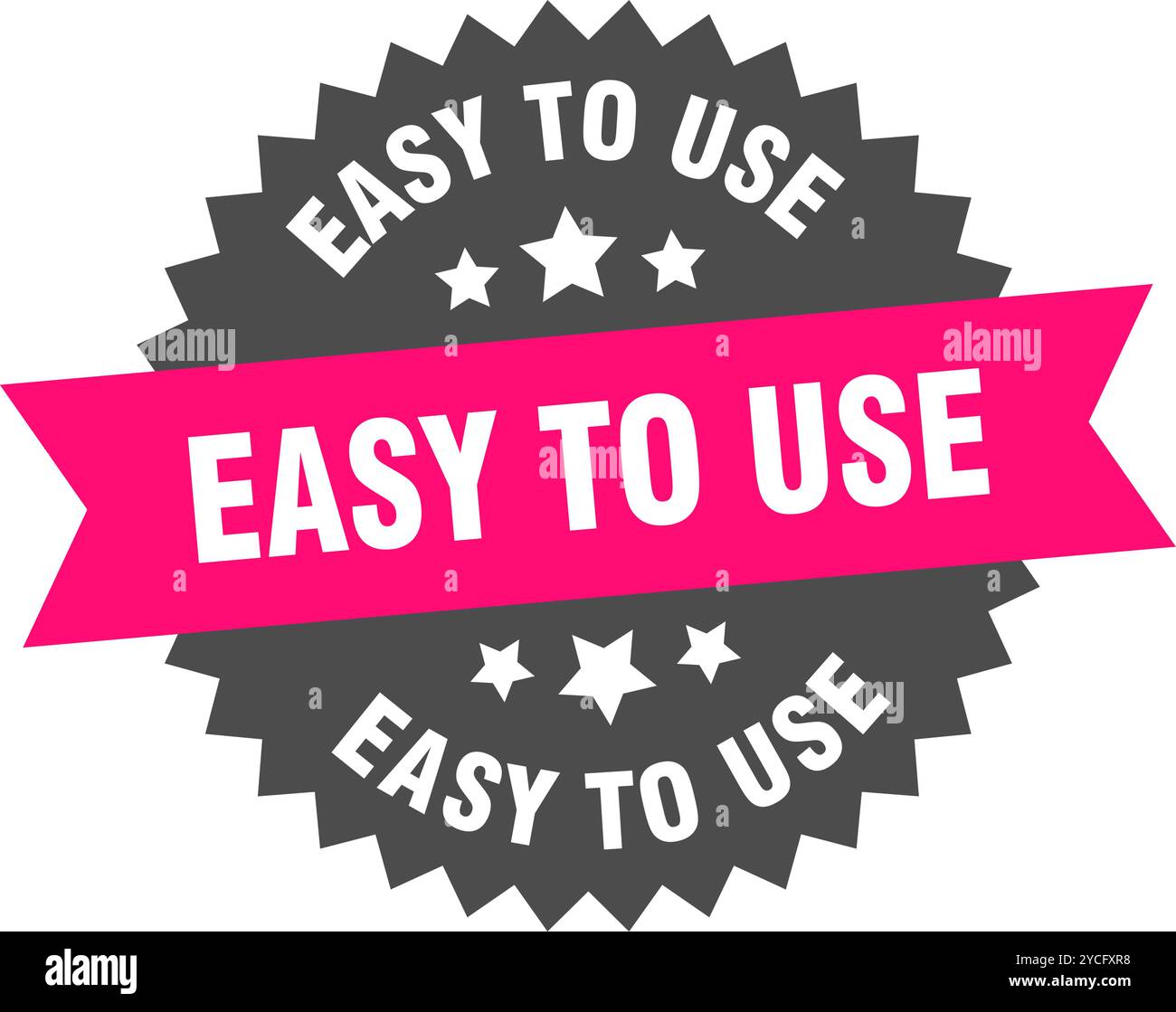 easy to use round pink label isolated on transparent background. easy ...