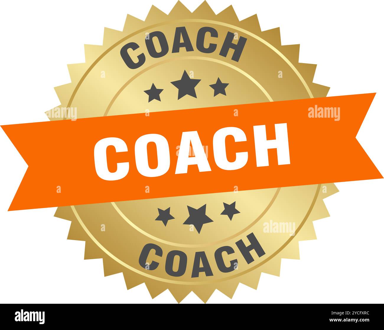 coach round orange and gold label isolated on transparent background ...