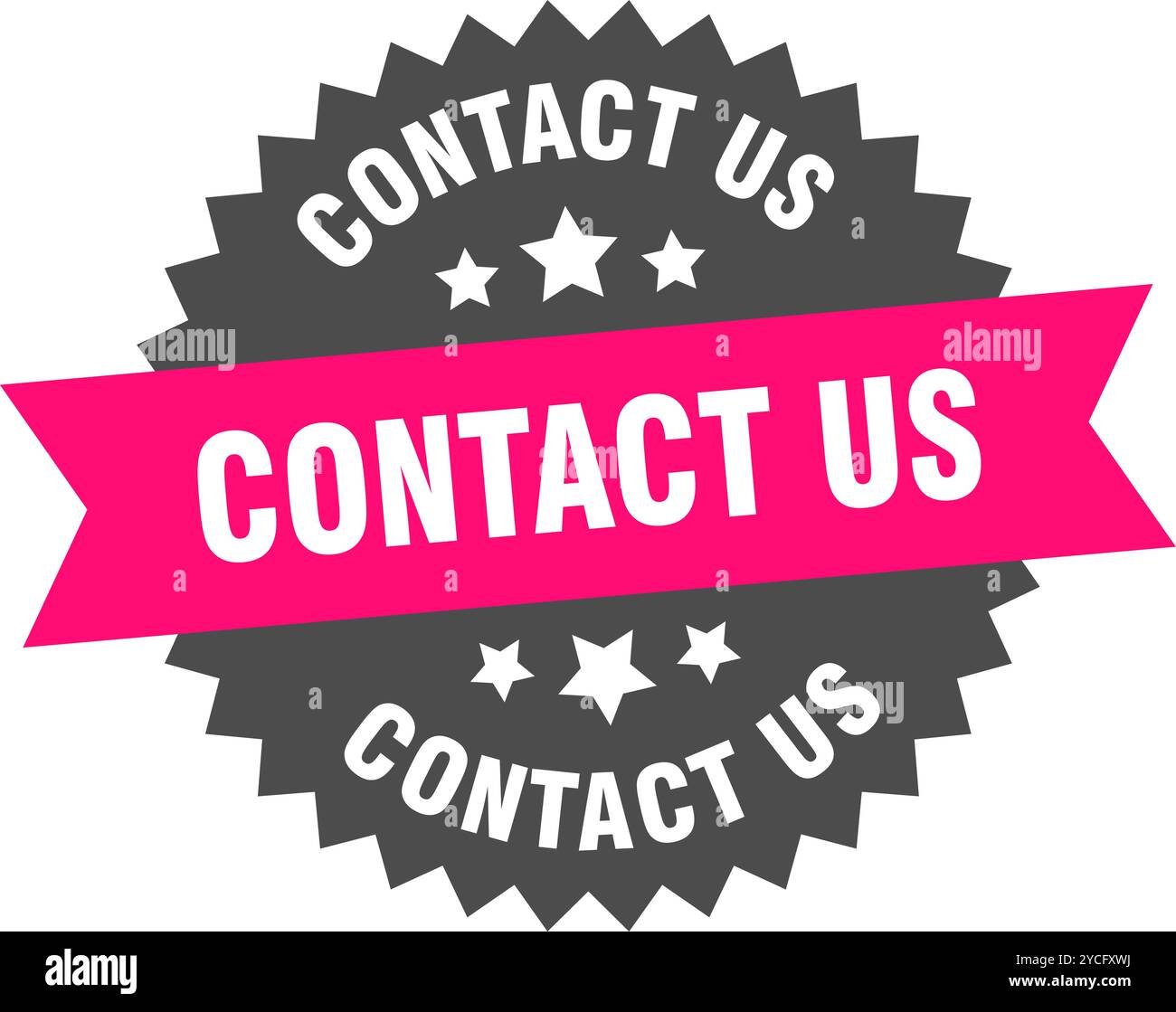 contact us round pink label isolated on transparent background. contact ...