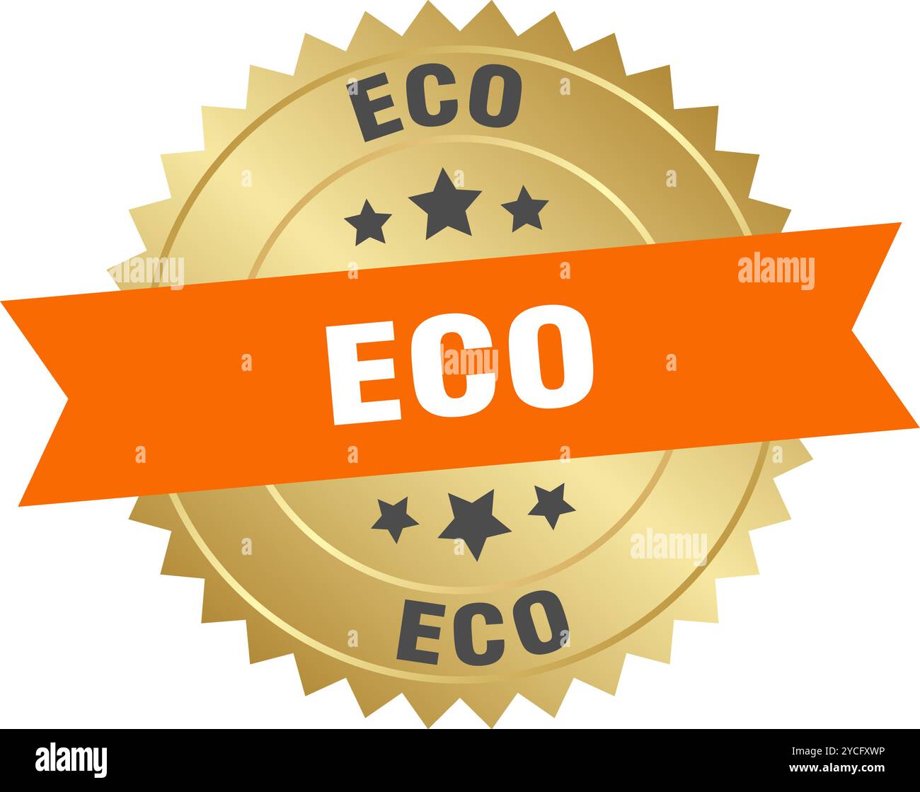 eco round orange and gold label isolated on transparent background. eco ...
