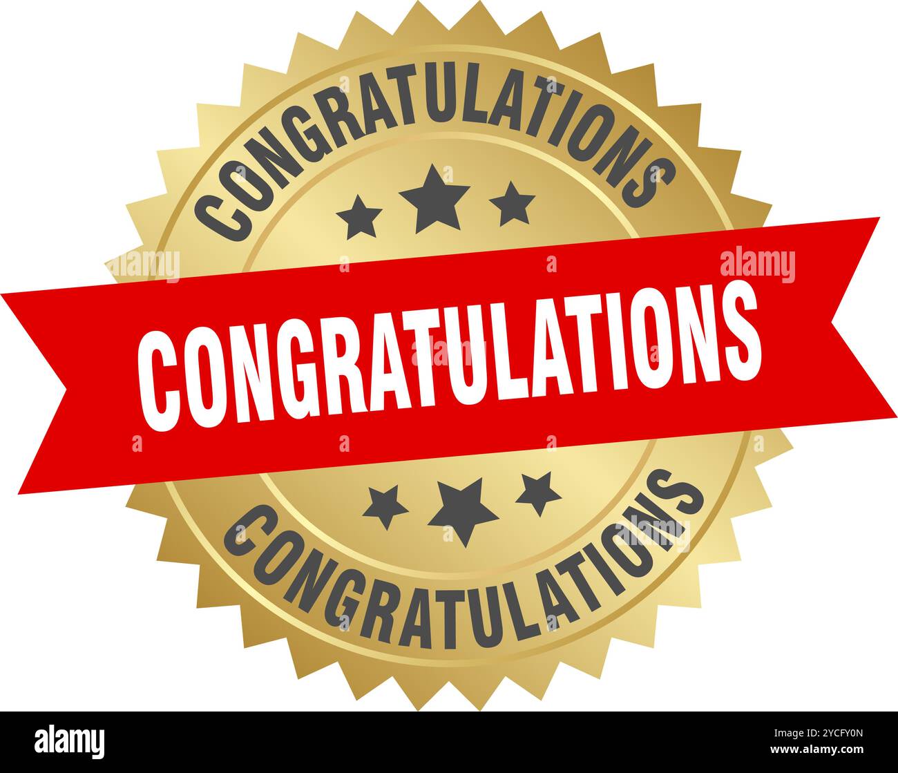 congratulations round red and gold label isolated on transparent ...