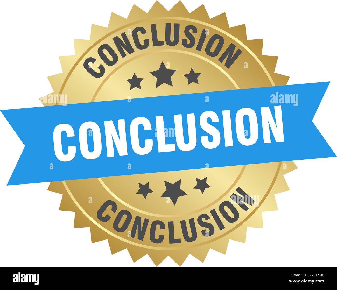 conclusion round blue and gold label isolated on transparent background ...