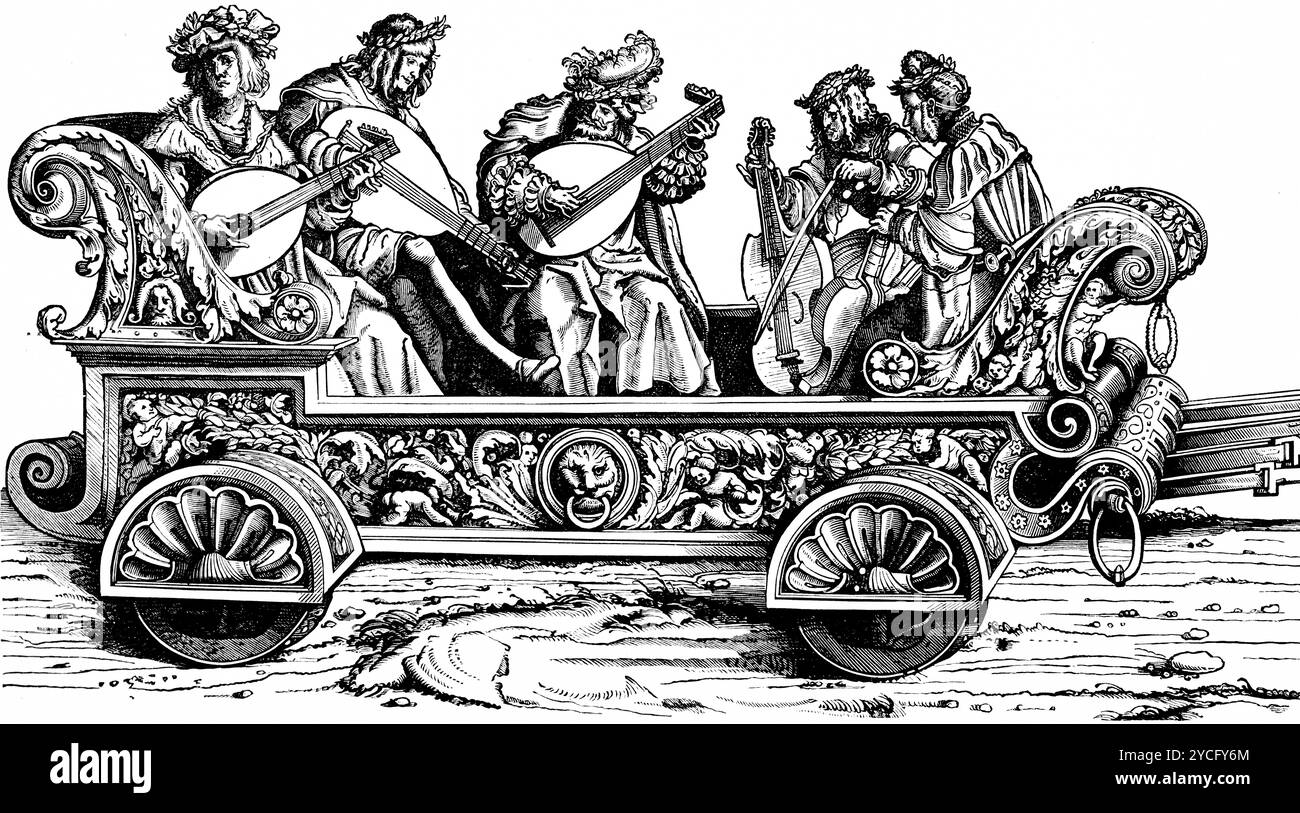 Festival wagon of a 16th century procession of triumph ordered by the ...