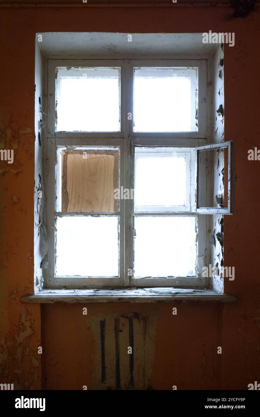 The closed old decayed window Stock Photo - Alamy