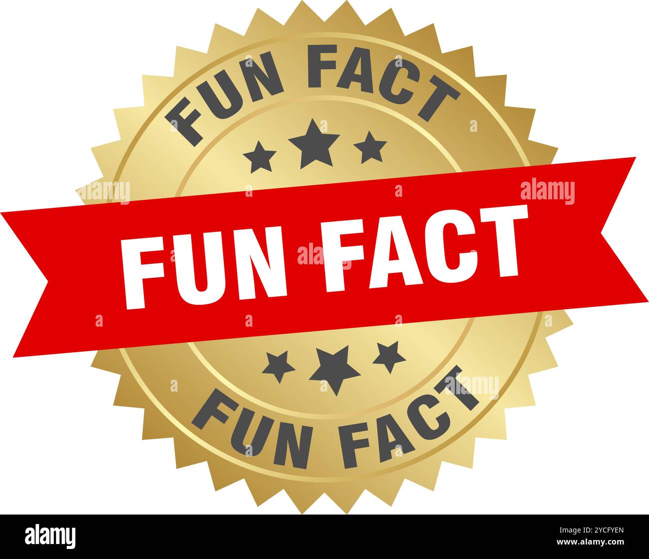 fun fact round red and gold label isolated on transparent background ...