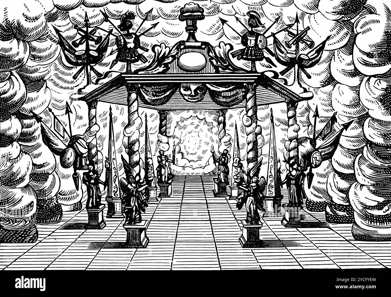 Stage setting for Kaiser´s opera "Artemisia", played in Hamburg in 1715 ...