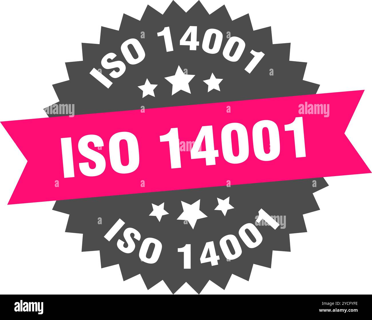 iso 14001 round pink label isolated on transparent background. iso ...