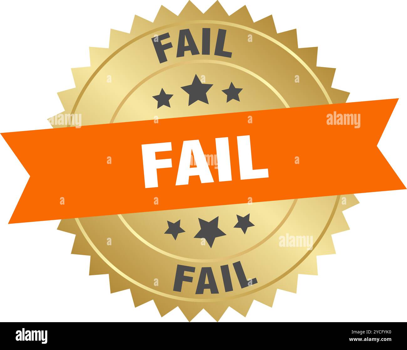 fail round orange and gold label isolated on transparent background ...