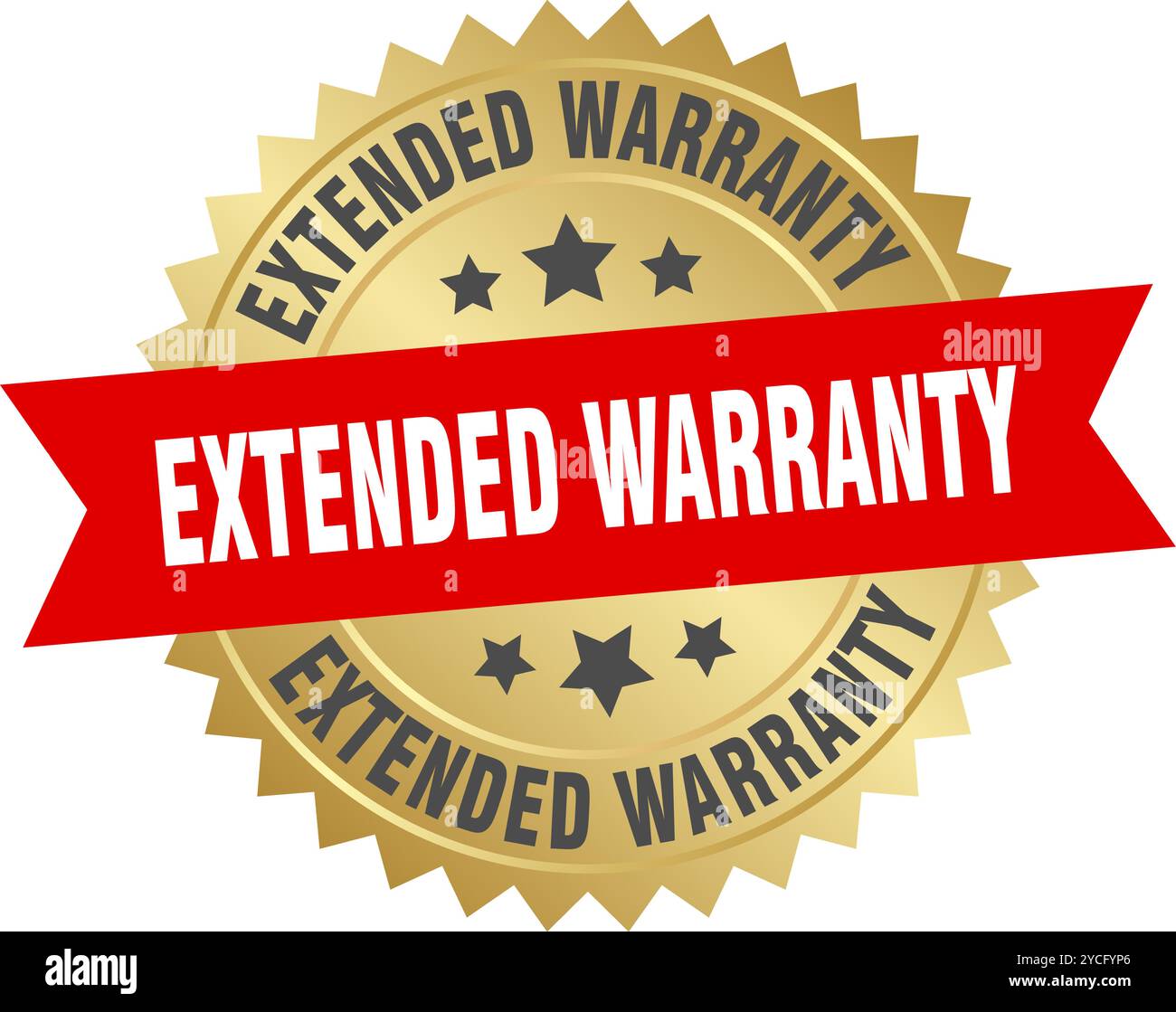 extended warranty round red and gold label isolated on transparent ...