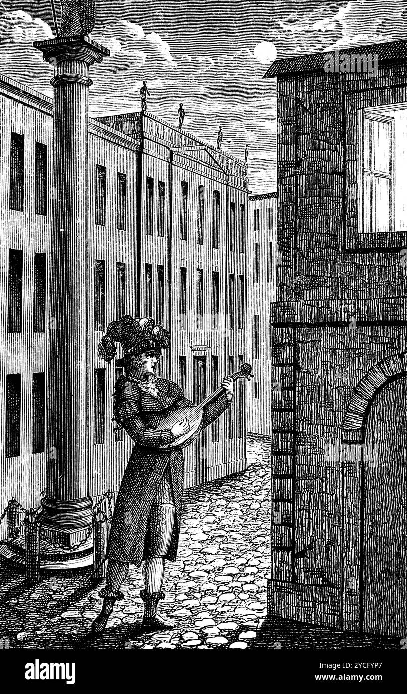 Scene from Mozart´s opera "Don Juan", Luigi Bassi singer, second act ...