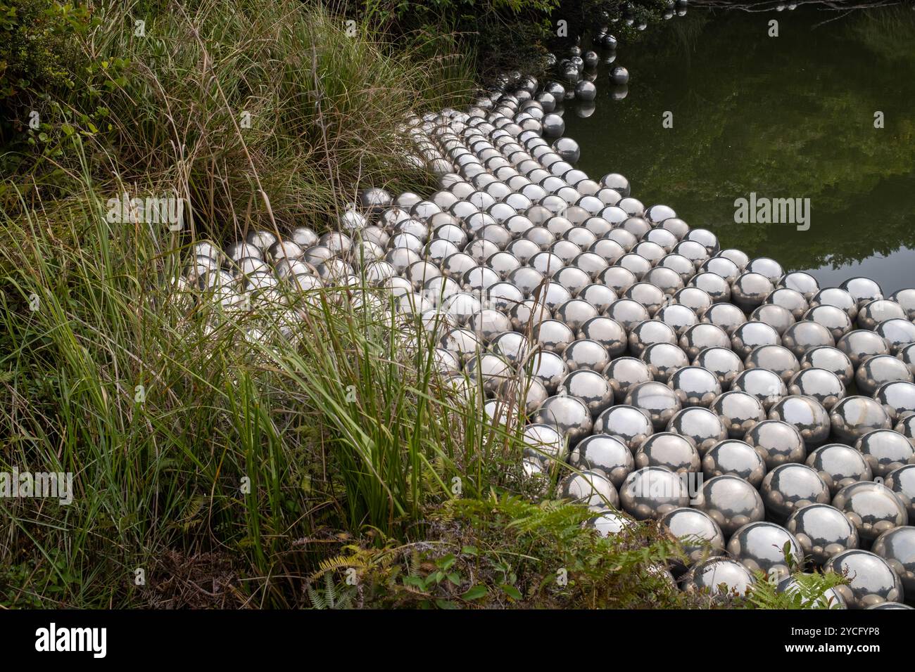 Narcissus Garden by Yayoi Kusama on the island of Naoshima in Japan Stock Photo - Alamy