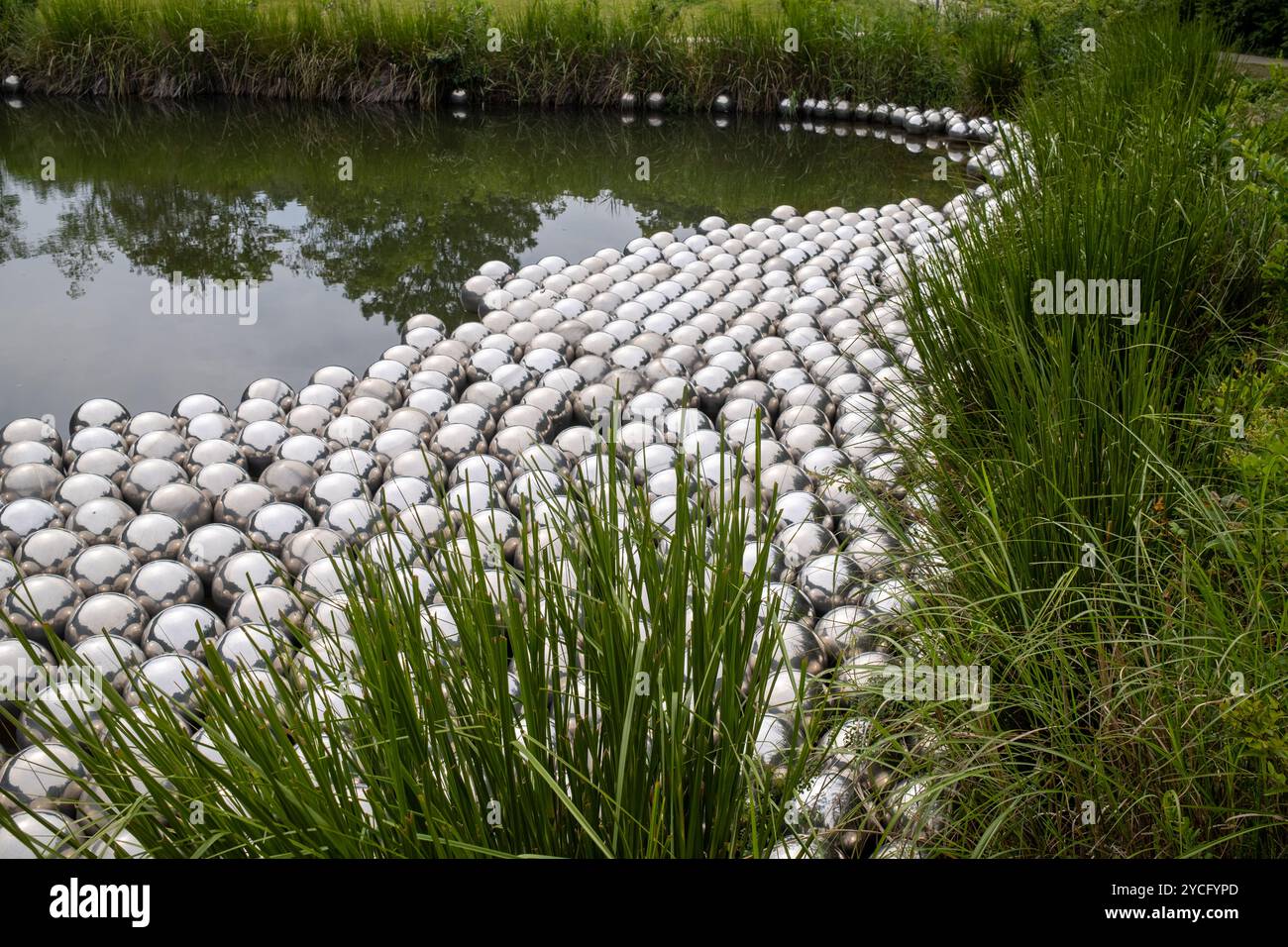 Narcissus Garden by Yayoi Kusama on the island of Naoshima in Japan Stock Photo - Alamy