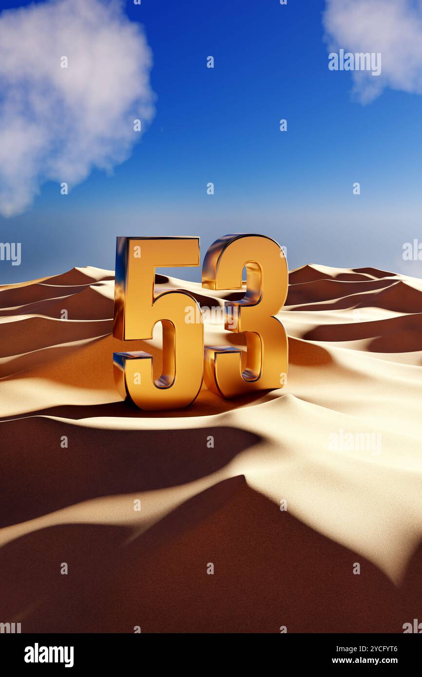 UAE's 53 National Day Celebration - Golden 53 in Desert Sand - 3D ...