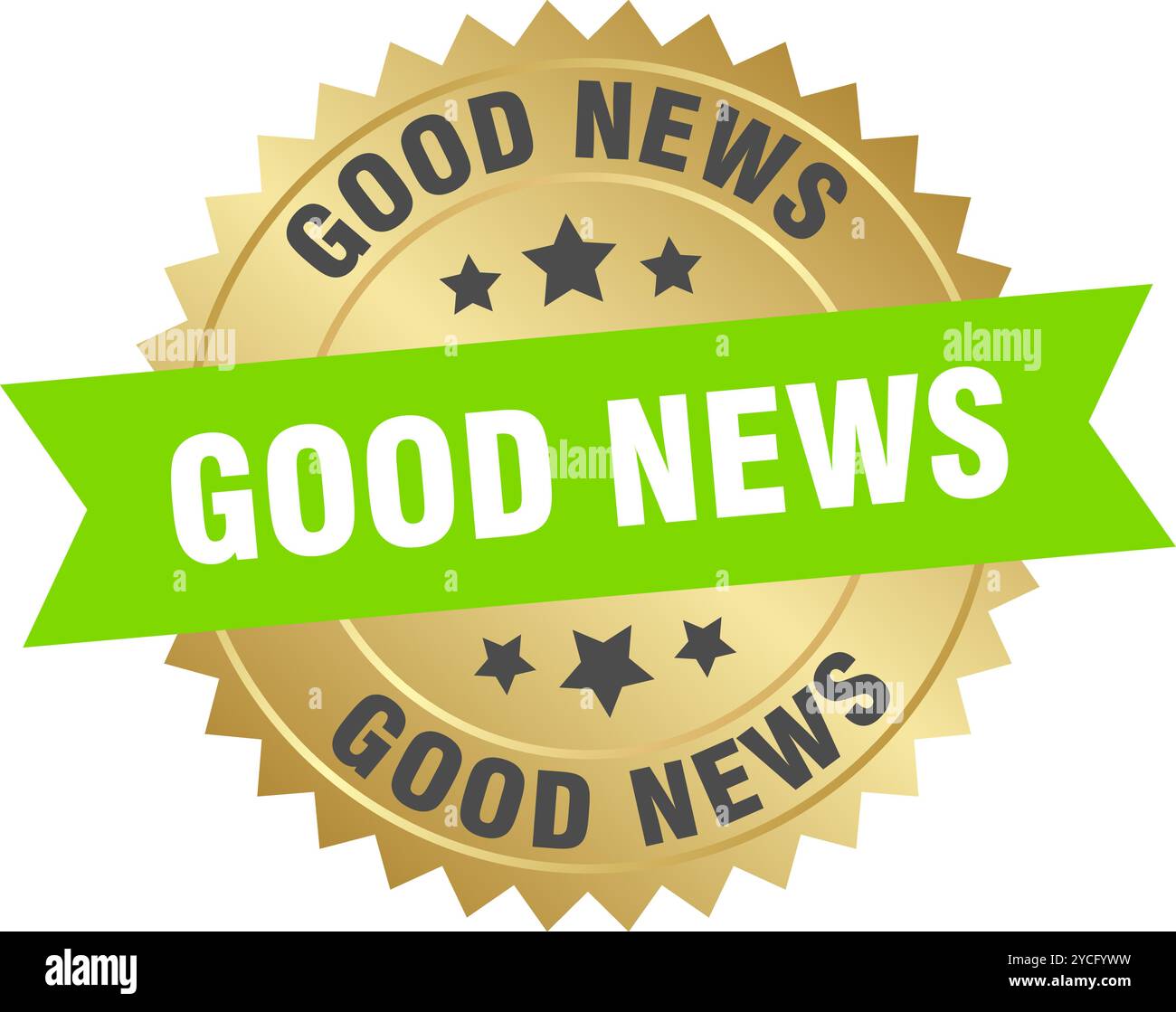good news round green and gold label isolated on transparent background ...